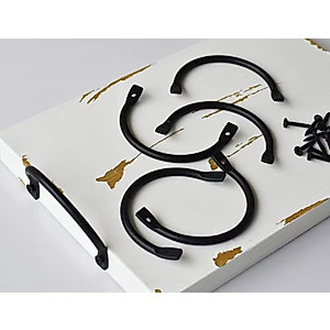 Livale Black Metal Tray Handles Pack of 6 - Metal Handles for Charcuterie Boards, Wooden Serving Trays, Farmhouse Wood Box, Cutting Board in Kitchen Organization