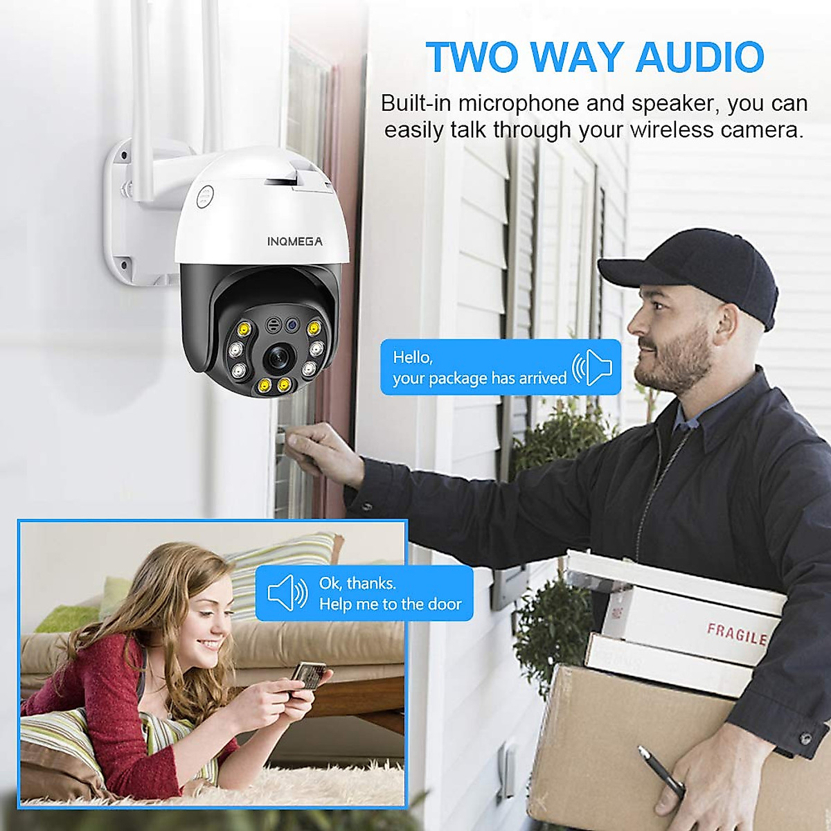 INQMEGAPRO 5MP PTZ WiFi Security Camera Outdoor, 1920P HD Wireless Surveillance Camera, Waterproof IP Camera, 2-Way Audio, Enhanced Night Vision, Motion Detection, ONVIF, SD Card Slot,393-5MP