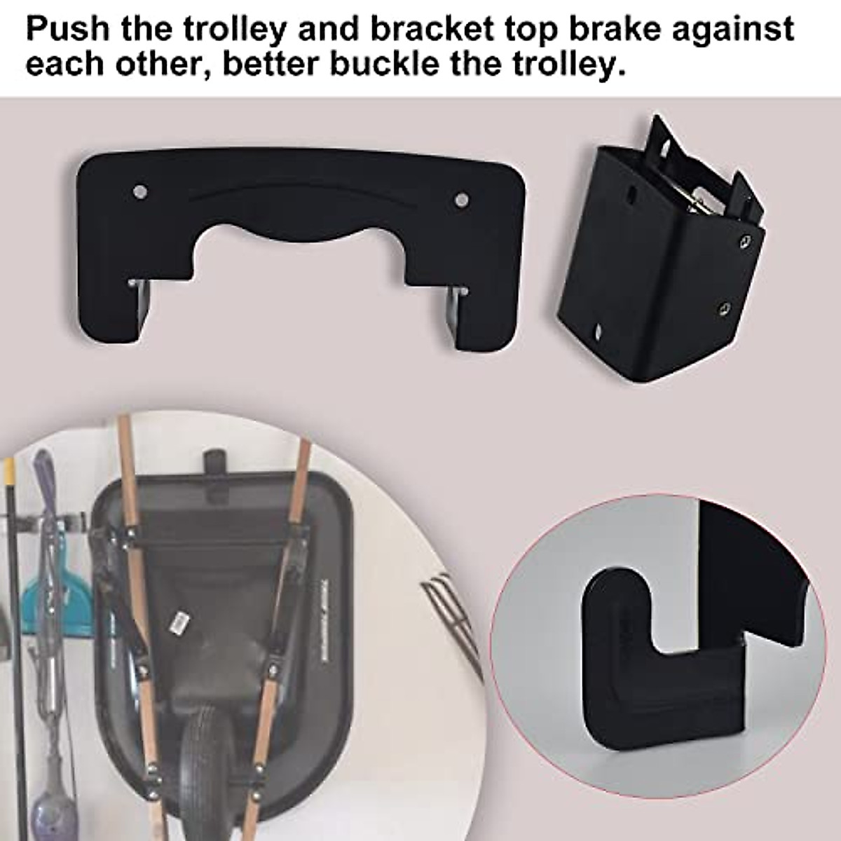 Wheelbarrow Hanger Holder - Wall Mounted Bracket, Garage Organizer Holder Storage Bracket for Most Wheelbarrows, with mounting Hardware Holds Most cart Weights - Effective Space Saving