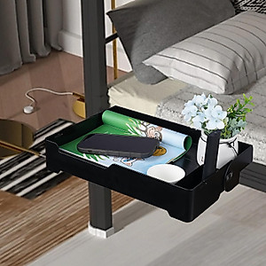YONGJIA Foldable Bedside Shelf, bunk Bed Tray for top bunk, College, Dorm, Bedroom, Kids bunk Bed, Foldable nightstand for Book, iPhone, Kindle, Water Cup (Black)