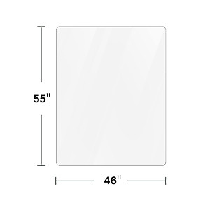 CASSILANDO Office Chair Mat for Carpet, 46"X55" Glass Chair Mats for Carpeted or Hard Floors, Best for Your Home or Office Floor Crystal Clear， Effortless Rolling, and Easy Clean