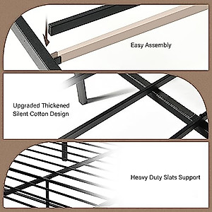 Catrimown Queen Size Bed Frame with Wooden Headboard and Footboard, Queen Platform Bed with Storage, Wooden Metal Bed Frame, Strong Slat Support/No Box Spring Needed/Easy Assembly, Industrial Brown