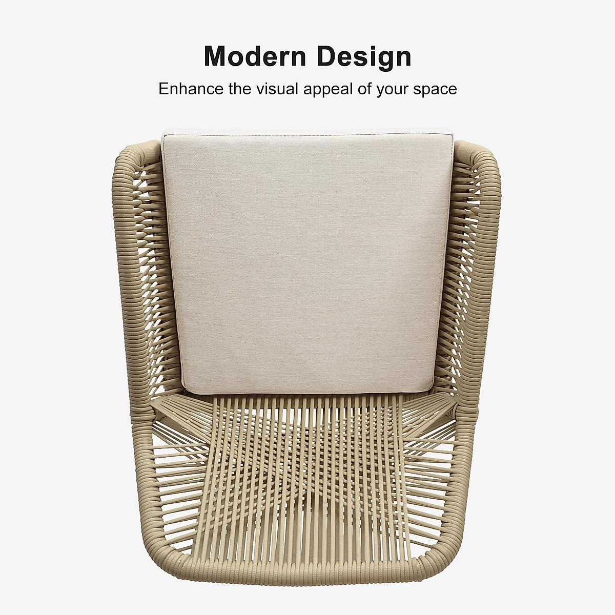 PURPLE LEAF Outdoor 29" Bar Stools Set of 4, Boho Patio Bar Height Chair with Cushion and Back for Outdoor and Indoor, Kitchen, Garden, Patio, Champagne