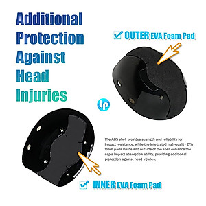 Lucent Path Black Baseball Safety Bump Cap - 100% Cotton, Impact-Resistant ABS Shell, Dual-Layer Padded Foam, Breathable, Adjustable Head Protection Hard Hat Cap