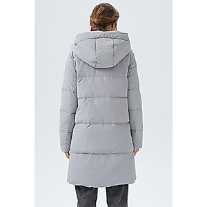 Orolay Women's Stylish Down Hooded Jacket with Two-Way Zipper Winter Down Coat Puffer Jacket Grey XL