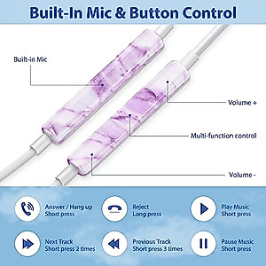 Aolcev USB C Wired Headphones, Noise Canceling Type C Earphones with Mic Earbuds Compatible with All Type C Devices USB C Earbuds for Samsung Galaxy Z Flip 5/4/3 S23 Ultra/S22/S21, Earbuds Purple