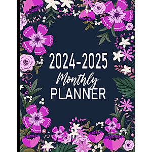 2024-2025 Monthly Planner: 2 Year from January 2024 to December 2025 (Violet Flowers Cover Design)