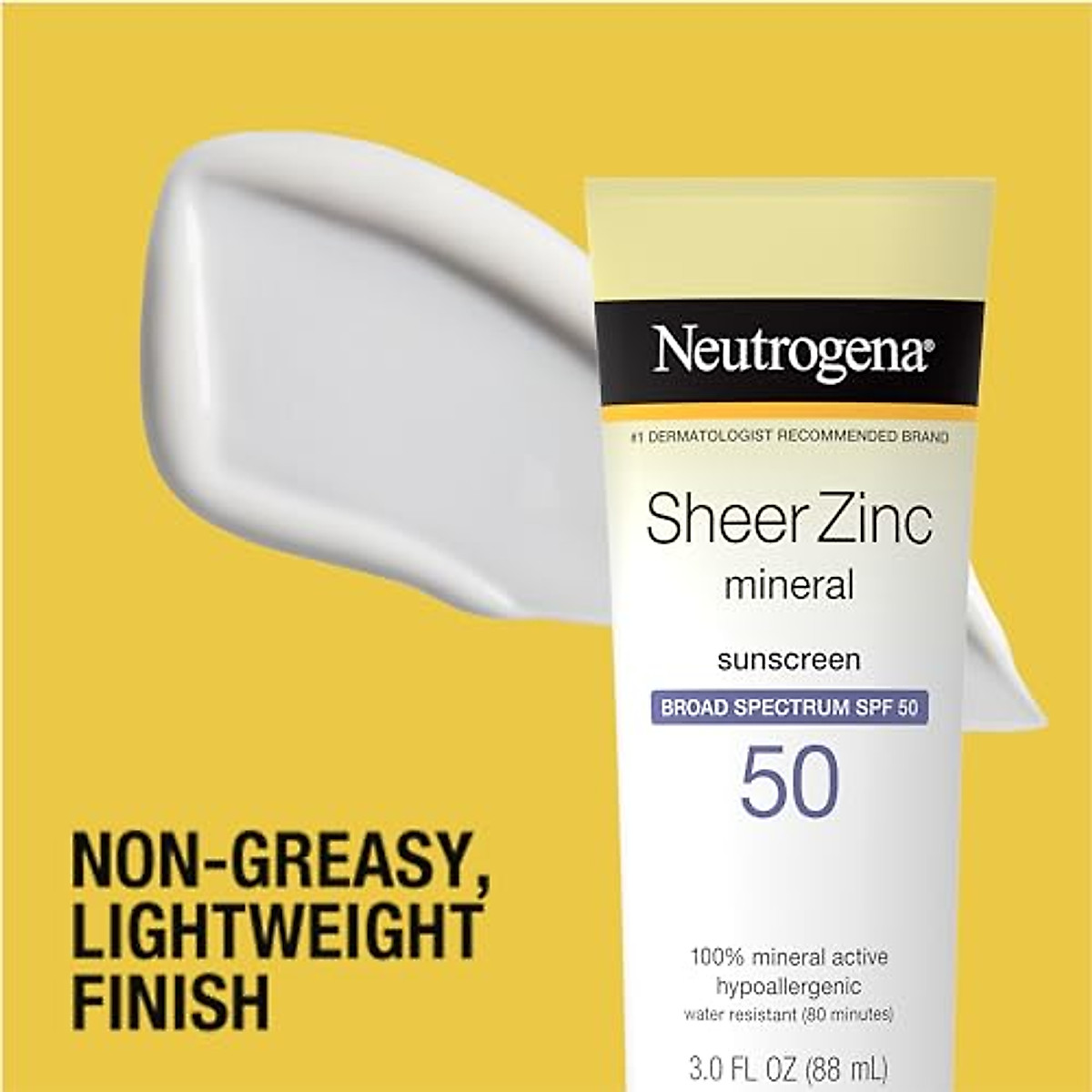 Neutrogena Sheer Zinc Oxide Dry-Touch Sunscreen Lotion with Broad Spectrum SPF 50 UVA/UVB Protection, Water-Resistant, Hypoallergenic & Non-Greasy Mineral Sunscreen, Paraben-Free, 3 fl. oz
