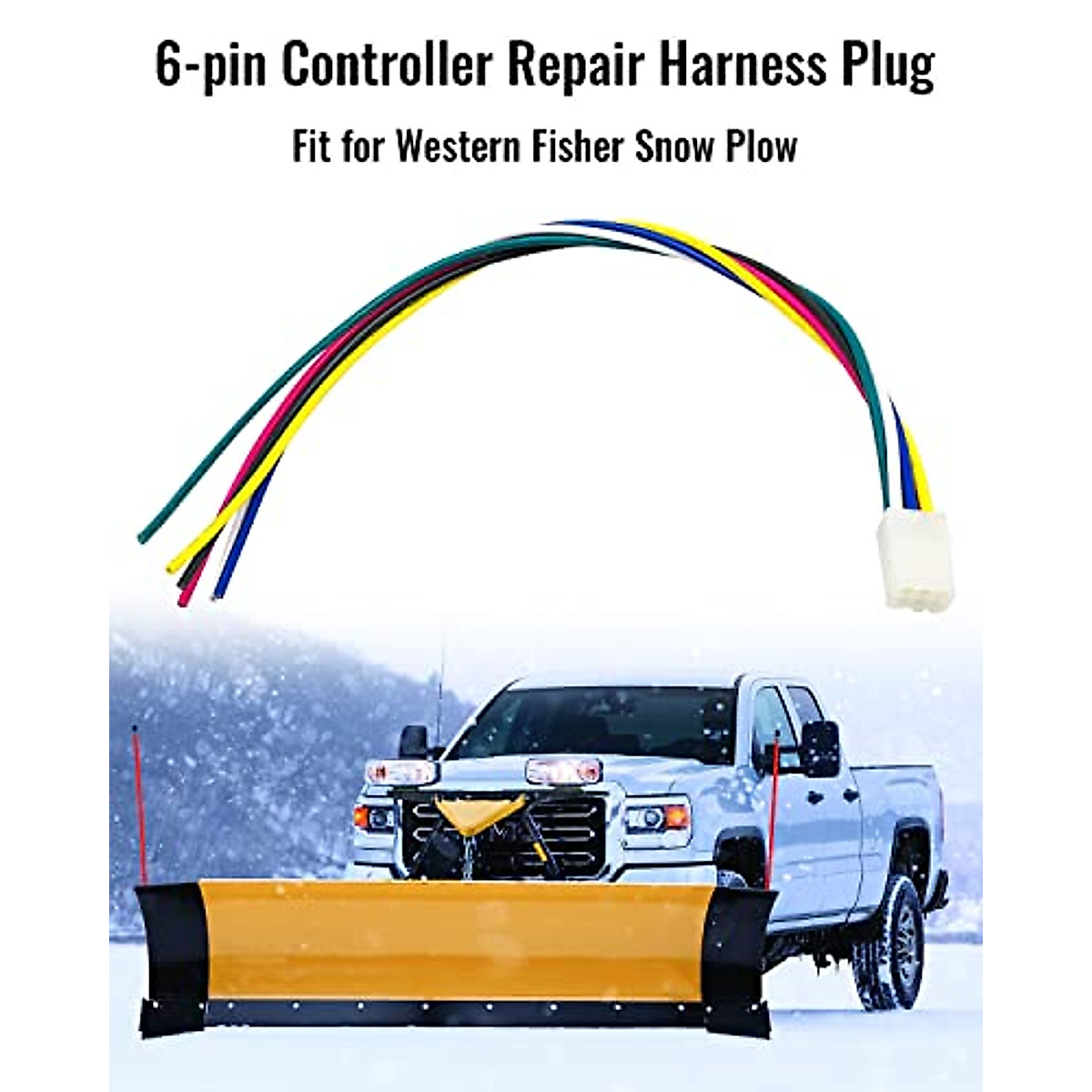 NTSUMI 27070 6 pin Control Harness Repair Fit for Western Fisher Snow Plow, Controller Repair Wiring Harness Plug