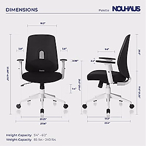 Nouhaus Palette Ergonomic Office Chair Comfortable Swivel Computer Desk Chair, Lumbar Adjust Rolling Chair. (Black)