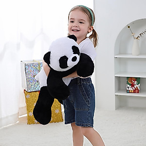 JellyMallow 5 lbs 27" Weighted Stuffed Animals Panda Plushie, Cute Panda Weighted Plush Pillow Giant Stuffed Animals for Kids Adults