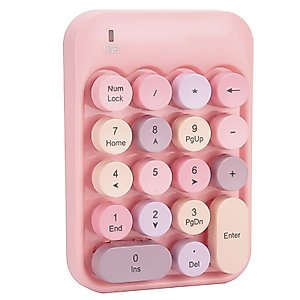 S erounder Wireless Numeric Keypad, Mini Digital Numpad 18 Keys Ergonomic Number Pad Keyboard with 2.4G USB Receiver & Cholate Keycap for LaptopPCDesktop(Pink)