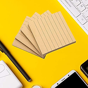 Mini Skater 3x3 Inches Bright Colored Lined Sticky Notes Self-Stick Memo with Line for Office School Home (Brown)