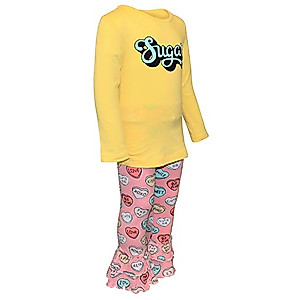 Unique Baby 2 Piece Girls Double Ruffle Leggings and Long Sleeve Shirt Clothes Set Kid and Toddler Girl Valentines Day Outfit (9 Years, Sugar)