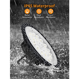 LED High Bay Light, 100W 12000LM UFO LED High Bay Lights with US Plug 5' Cable, Eqv.400W MH/HPS, 6500K Super Bright LED Shop Lights IP65 Area Light Fixture Bay Lighting for Garage Factory Workshop