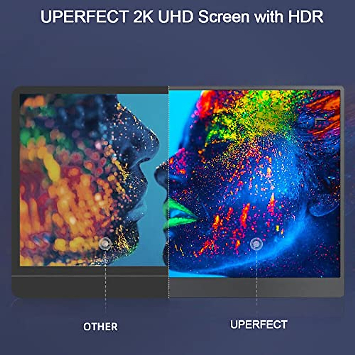 Dyegold Portable Monitor 13.3 Inch,2K UHD HDR IPS Laptop Computer Monitor HDMI USB-C External Screen with Dual Speakers for PC,Phone,Game Console,Smart Cover Included