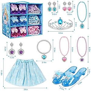 LJZJ Princess Dress Up Toys & Jewelry Boutique, Girls Role Play Gift for 3-6 Year old Girl Toddler ​B-day Party Favors (Blue)