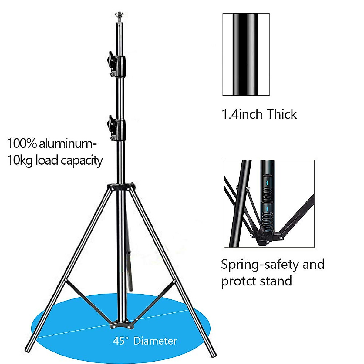 SLOW DOLPHIN Photo Video Studio 12ft (W) x 10ft (H) Heavy Duty Adjustable Photography Backdrop Stand Background Support System Kit with Carry Bag