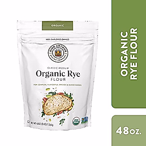 King Arthur Flour Organic Medium Rye Flour for Complex Flavorful Breads & Baked Goods, 100% Organic Non-GMO Project Verified, 3 Pounds (Pack of 1)