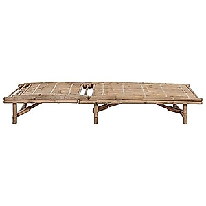 AJSEOYBS Patio Sun Lounger,Chaise Lounge Outdoor,Portable Folding Patio Recliner for Outside Beach, Sunbathing, Patio, Pool, Lawn, Deck with Cushion Bamboo