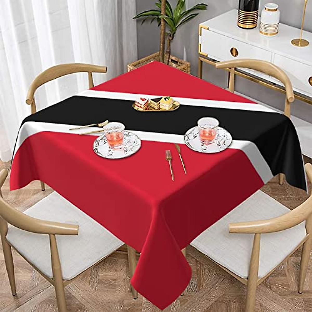 LIICHEES Flag of Trinidad and Tobago Tablecloth Kitchen Dining Room 60"x60" Square Washable Table Cover Outdoor Garden Picnic Tablecloths