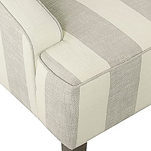HomePop Velvet Swoop Arm Accent Chair, Grey Awning Stripe