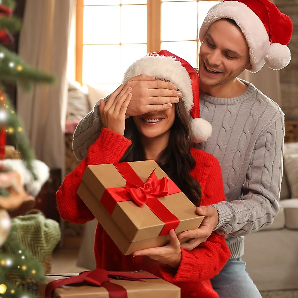 Quhora 5/8 inches Wide x 100 Yards Single Faced Red Polyester Satin Ribbon, Satin Ribbon for Gift, Crafts, Hair Bows, Gift Wrapping, Wedding Party Decoration and More