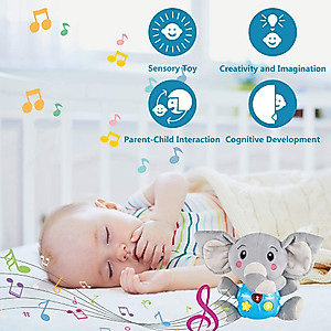 CGNiONE Plush Elephant Music Baby Toys, Newborn Baby Toys for Baby 0 3 6 9 12 Month, Cute Stuffed Aminal Light Up Baby Musical Toys for Infant Babies Boys & Girls Toddlers 0 to 36 Months
