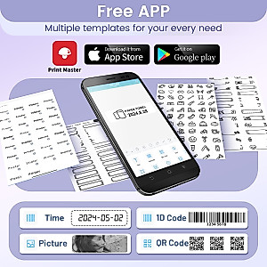 Vixic Label Maker Machine, Bluetooth Labeler, Inkless & Portable Min Label Maker, 12mm 0.47'' Labeling Tapes, Easy to Use, Multiple Icons for Home School Organizing, Rechargeable, M960 Purple