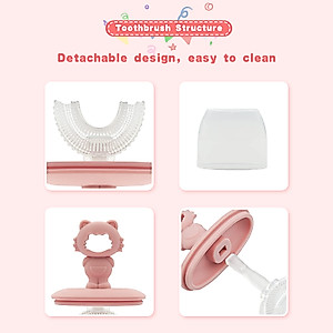 CUAIBB Toddler Toothbrush U Shaped - Baby Toothbrush 12 Months and Up - Kids U Shaped Toothbrush 360 Toothbrush Whole Mouth Toothbrush - 2 Small Brushhead