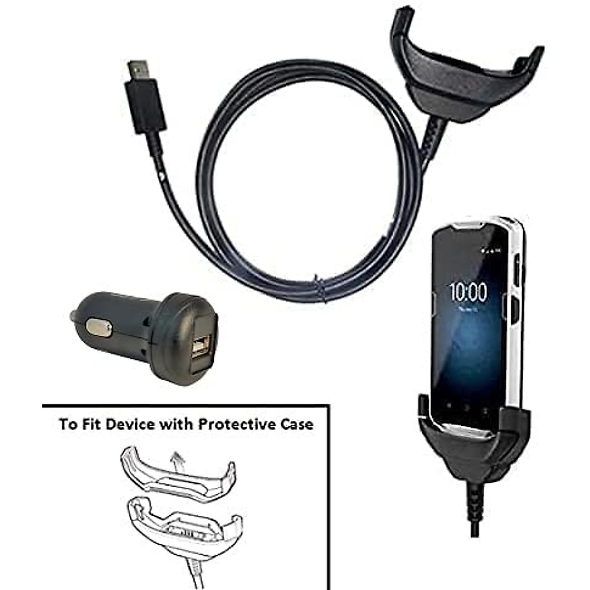 Car Charger Compatible with TC51, TC52, TC56, TC57 Android Scanners | Power Adapter Included (Removable Insert Allows to Charge Device with Protective Boot/Case)