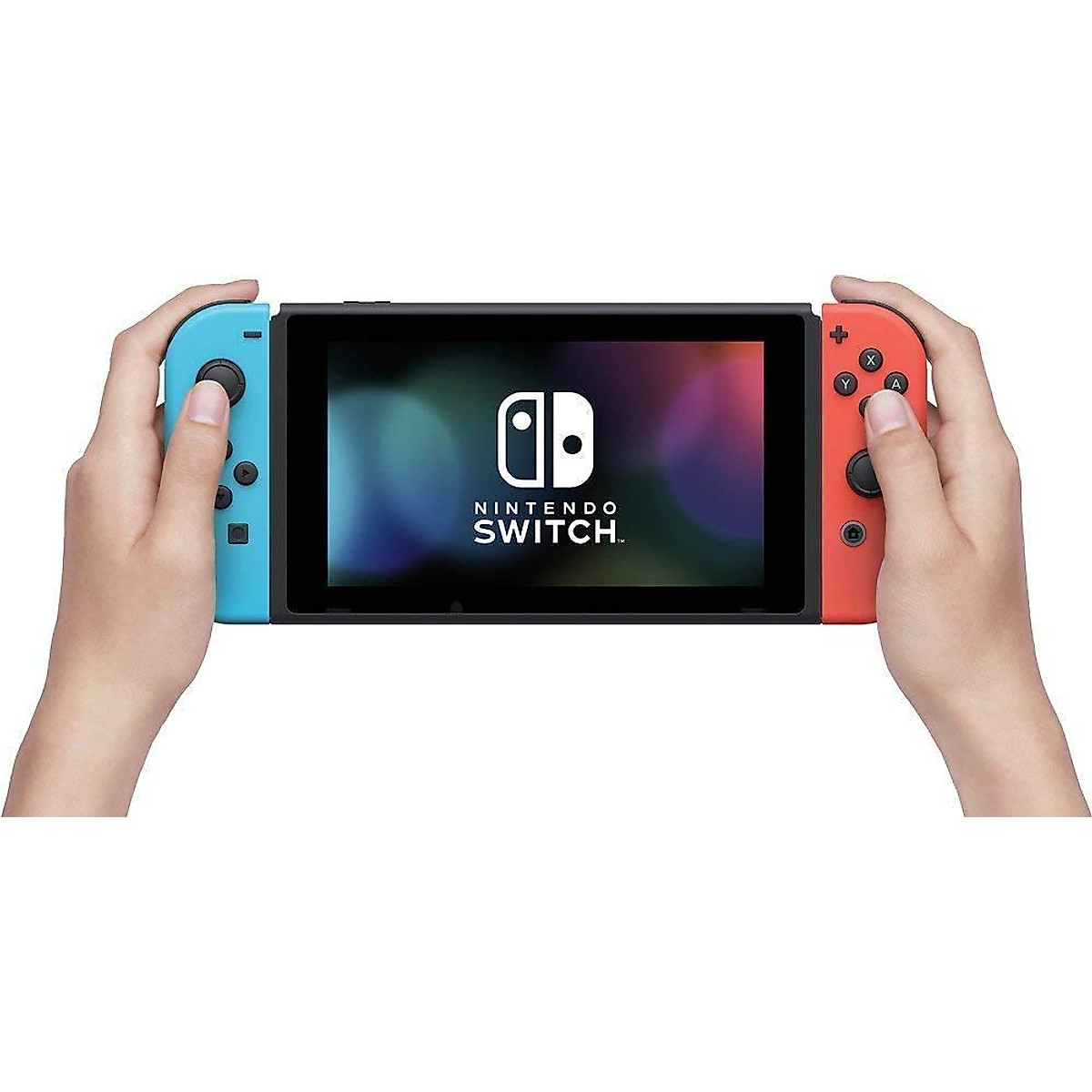 Nintendo 2020 Premium Switch 32GB Console Family Essential Bundle - Neon Red/Neon Blue Joy-Con, Super Mario Odyssey, Red Dual Joy-Con Charger, TMLTT 128GB MicroSD Card, HDMI Cable