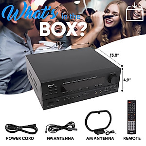 Pyle Wireless Bluetooth Power Amplifier System - 420W 5.1 Channel Home Theater Surround Sound Audio Stereo Receiver Box w/RCA, AUX, Mic w/Echo, Remote - for Subwoofer Speaker - Pyle PT588AB.5