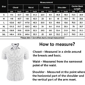 COOFANDY Men's Short Sleeve Slim Fit Dress Shirt Fitted Button Down Fashion Casual Business Polka Dot Printed Shirt