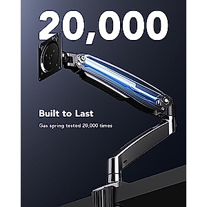 HUANUO Gas Spring Single Monitor Stand, Ultrawide Vesa Mount with Clamp and Grommet Base for 13 to 35 LCD Computer Screen, Upgraded Desk Arm with USB, Holds 4.4 to 26.4 lbs