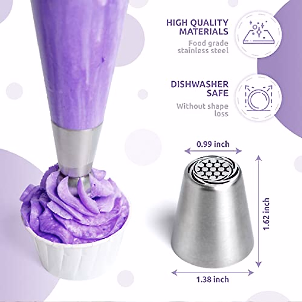 Premium Russian Piping Tips Complete Set - 93 pcs Cake Decorating Baking Supplies Kit - 36 Russian Tulip Icing Frosting Nozzles