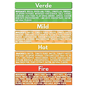 Taco Bell Glass Condiment Sauce Variety Pack, 1 Verde, 1 Mild, 1 Hot, 1 Fire, 4 CT