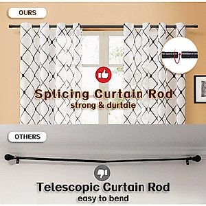 Curtain Rods for Windows 28 to 48 Inch, 5/8 Inch Matte Black Curtain Rod Set with Brackets Heavy Duty Small Drapery Curtain Rods, Size: 23-52 Inch