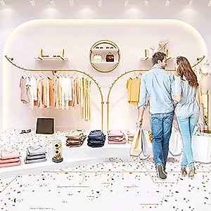 HIYOUGO Heavy Duty Clothing Rack for Boutiques - 200 lbs Capacity Metal Wall Mounted Display - Creative S Shape Design for Shirts and Garments - Ideal for Retail Stores and Commercial Use