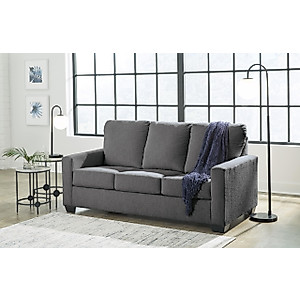 Signature Design by Ashley Rannis Casual 2-in-1 Sofa Sleeper with Folding Gel Memory Foam Mattress, Full, Gray