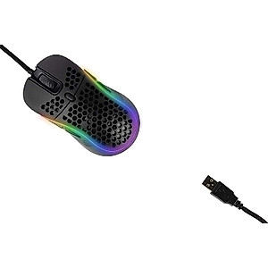 Castle Ultralight PC USB Wired Mouse with Honeycomb Shell - 10k DPI Optical Sensor Gaming Mouse - Ambidextrous Mouse with RGB Lighting and 8 Programmable Buttons