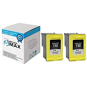 SuppliesMAX Remanufactured Replacement for HP PhotoSmart A310/A320/A430/A440/A445/A510/A610/A640/A710/A826 Tri-Color Inkjet (2/PK-55 Page Yield) (NO. 110) (Q8700BN_2PK)