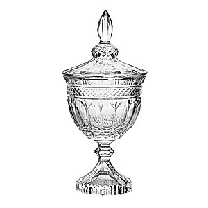 Cabilock Crystal Candy Jar Glass Candy Dish with Lid Biscuit Barrel Decorative Sugar Bowl Cookie Jar for Home Party Decor