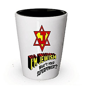 SpreadPassion I'm Jewish What's Your Superpower Shot Glass- Gifts For Jewish People (1)