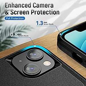 Warsia for iPhone 14 Case, iPhone 13 Case, with Screen Protector, Heavy-Duty Tough Rugged Shockproof Protective Case for iPhone 14/13, Black
