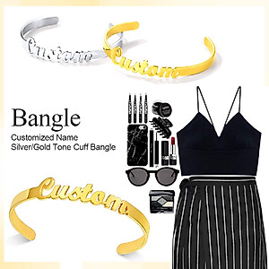 Engravable Cuff Bracelets for Women Custom Made Open Cuff Bangle Bracelet with Name Engraved Personalized Memorial Jewelry