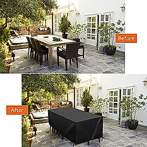 GEMITTO Patio Furniture Covers, 126"L x 63"W x 29"H Extra Large Waterproof Outdoor Table Cover, 420D Rectangular Patio Furniture Set Sofa Covers, Resistant for Rain Snow Dust Anti-UV Windproof
