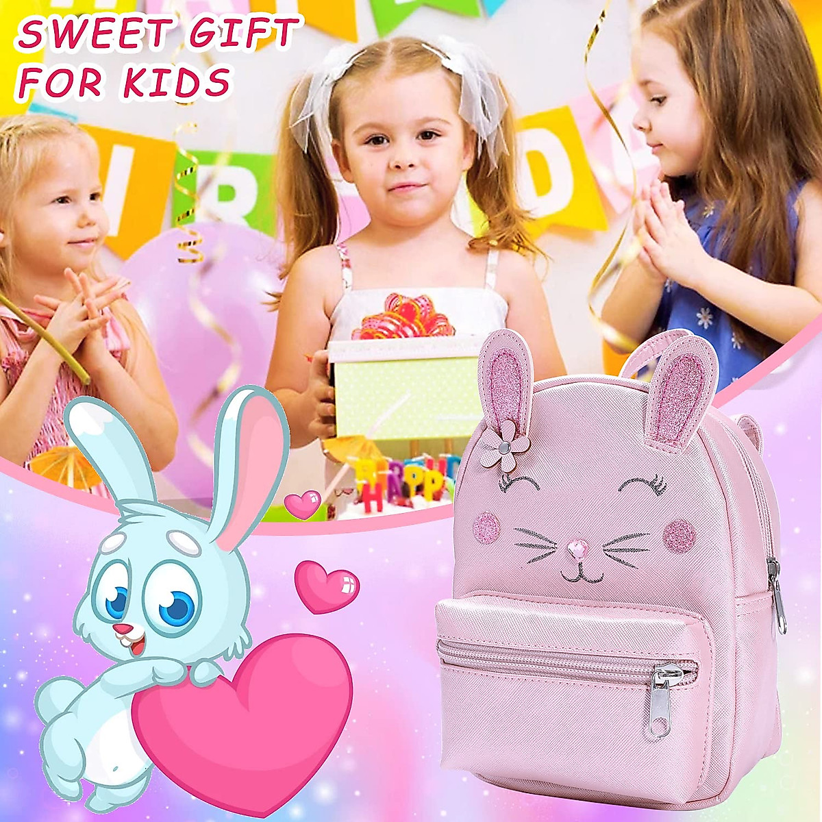 PinkSheep Toddler Backpack Toddler Bag Cute Pink Rabbit Bag for 3-13 Years Little Grils Kids