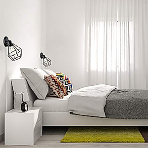 Globe Electric 65291 1-Light Plug-in or Hardwire Industrial Cage Wall Sconce, Matte Black Finish, On/Off Rotary Switch, 6ft Clear Cord, Wall Lights for Bedroom Plug in, Kitchen Sconces Wall Lighting