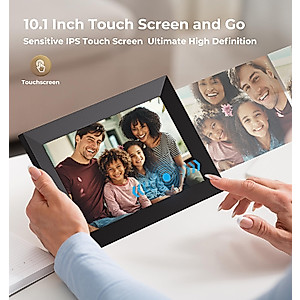 Frameo Digital Picture Frame WiFi 10.1inch Digital Photo Frame,Electronic Photo Frame Load from Phone,1280x800 IPS Touch Screen HD Display,Auto-Rotate,Share Photos/Video-Great Gift (Grey)